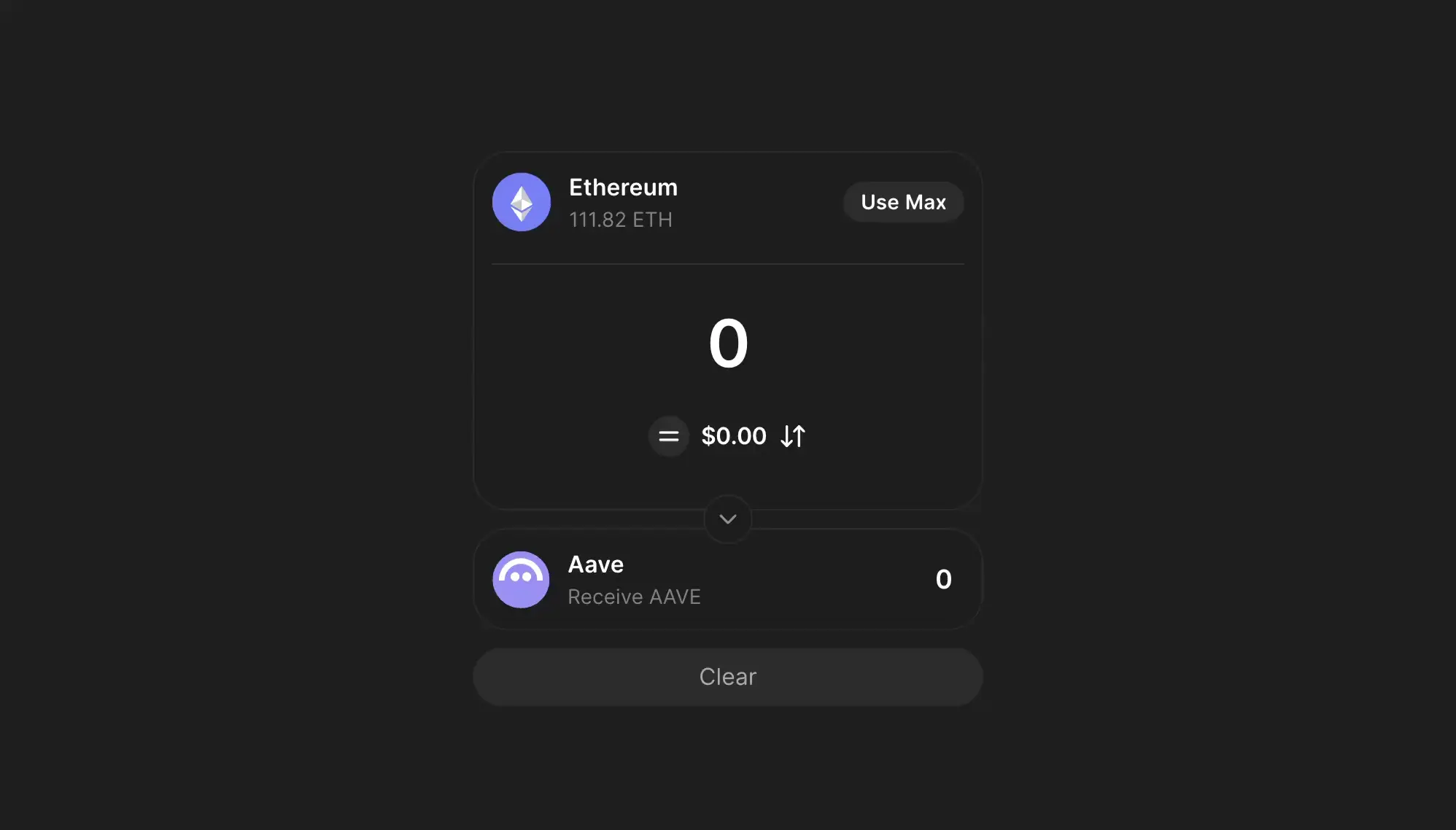 Aave token swap | Skiper UI | Skiper UI